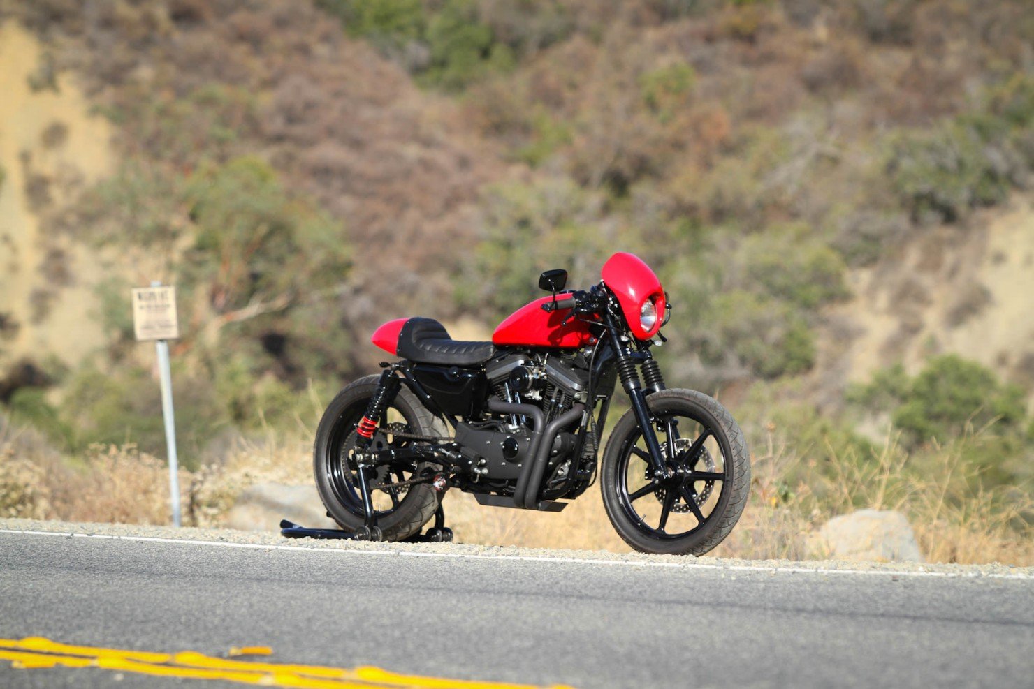 Red Harley-Davidson Sportster Cafe Racer by Burly Brand