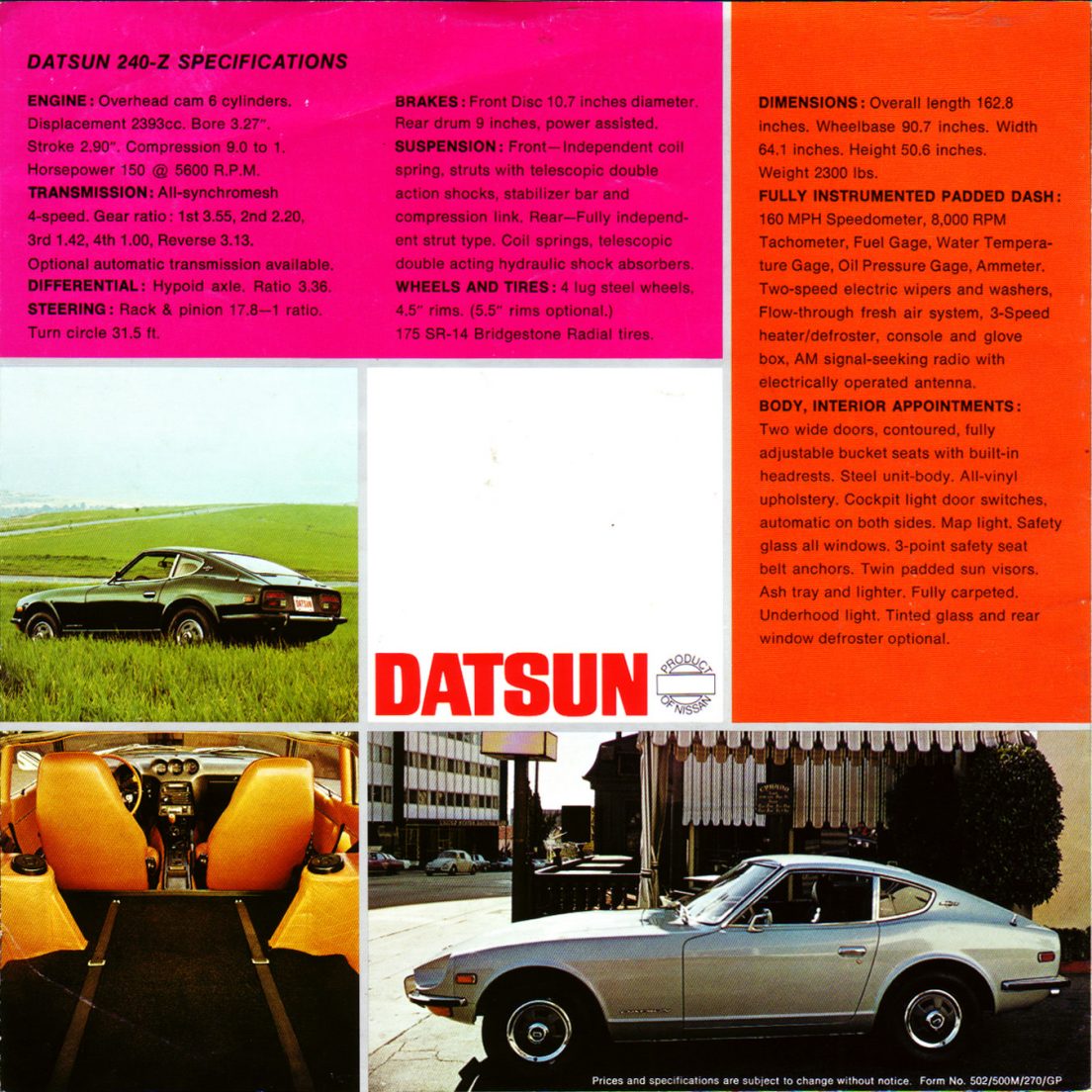 A Brief History of the Datsun 240Z - Specifications - Pictures ...