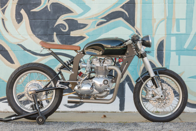 An Aircraft-Grade Aluminum Plate Framed Custom Triumph by Kevin Dunworth