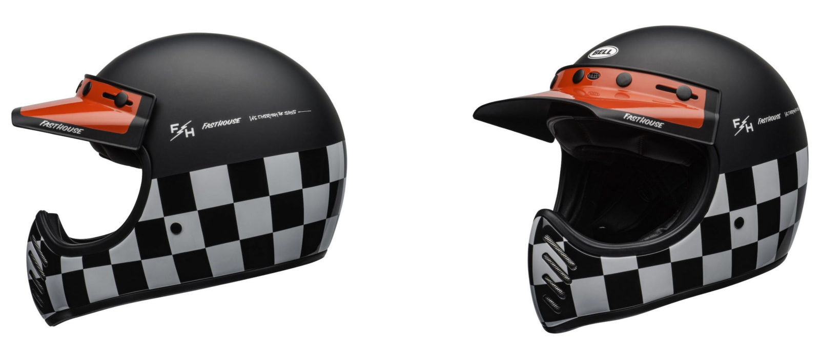 Bell Moto-3 Fasthouse Checkers Helmet - A Retro Motorcycle Helmet With ...