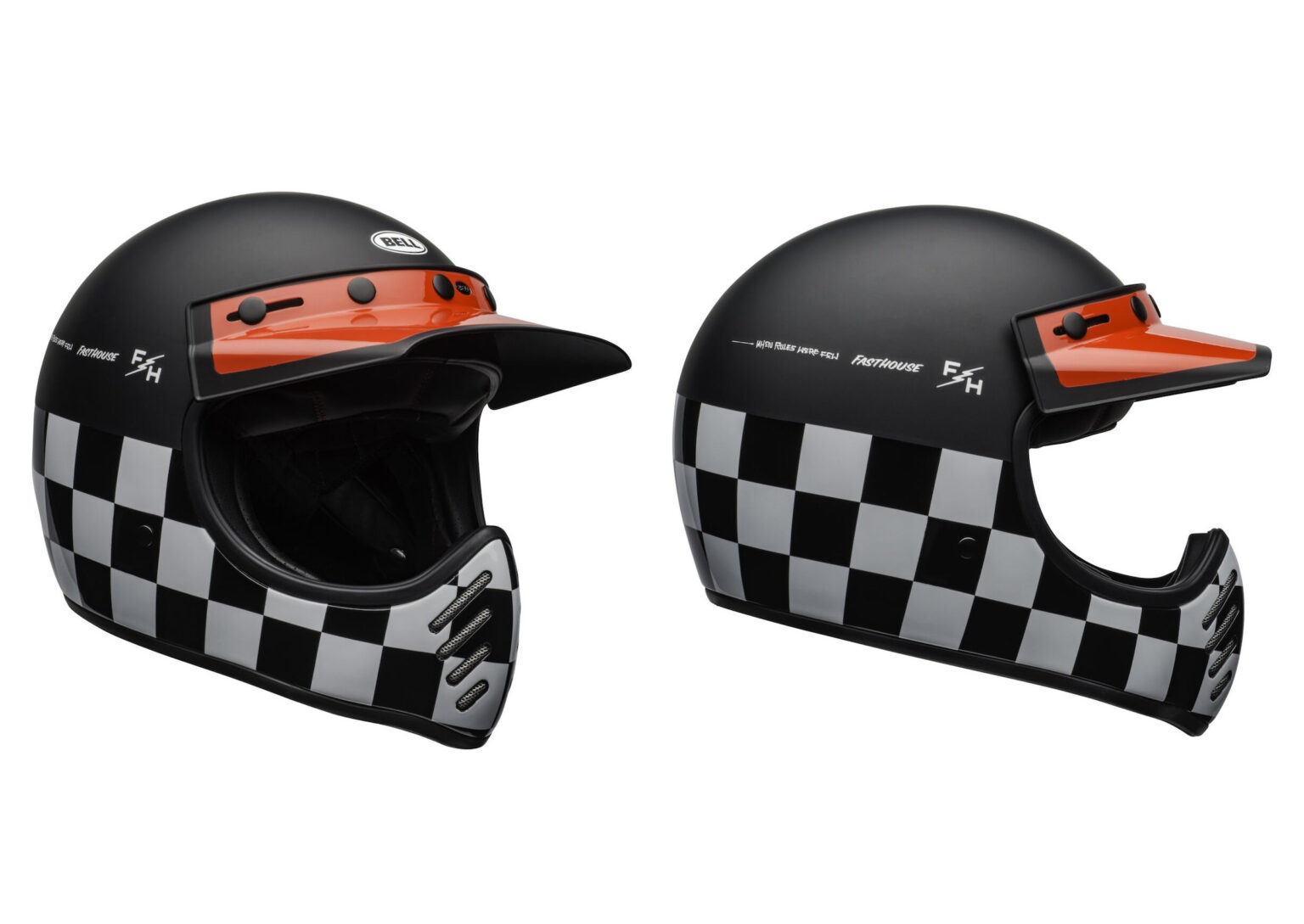 Bell Moto-3 Fasthouse Checkers Helmet - A Retro Motorcycle Helmet With ...