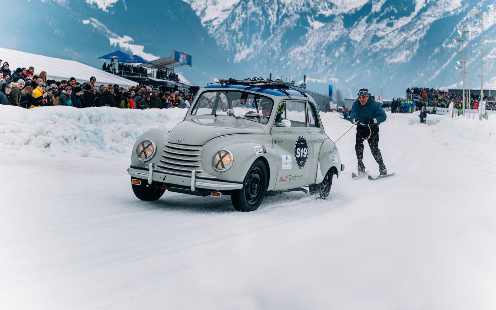 A Look At The Incredible GP Ice Race – Would You Ski Behind A Race Car?