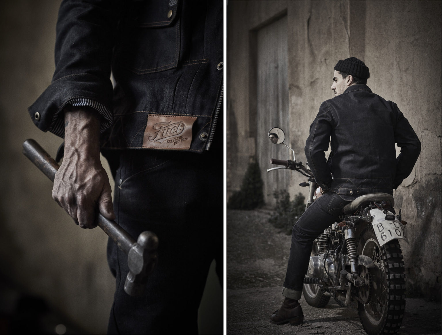 The New Fuel Greasy Jacket - An Armored Aramid + Denim Motorcycle Jacket