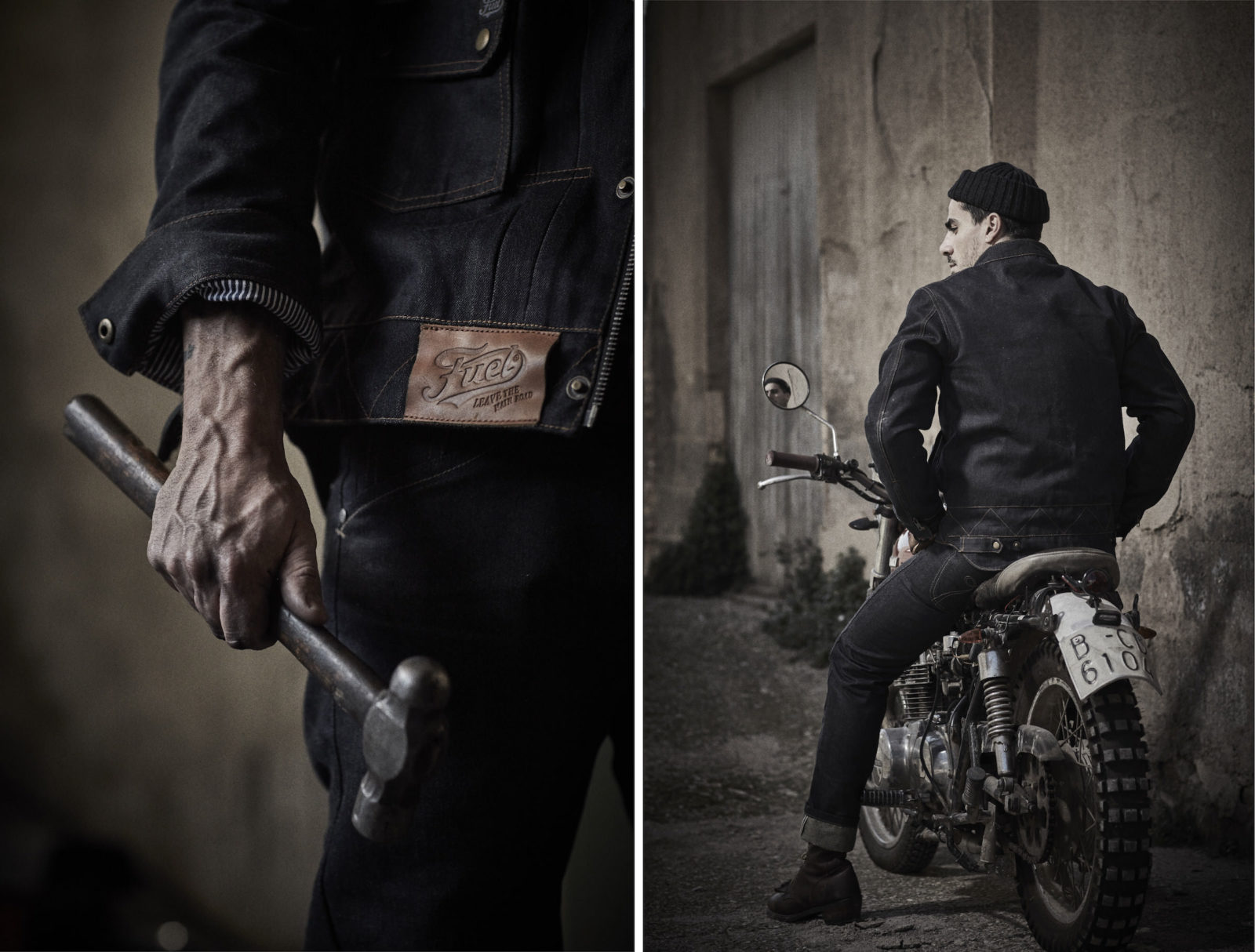 The New Fuel Greasy Jacket - An Armored Aramid + Denim Motorcycle Jacket