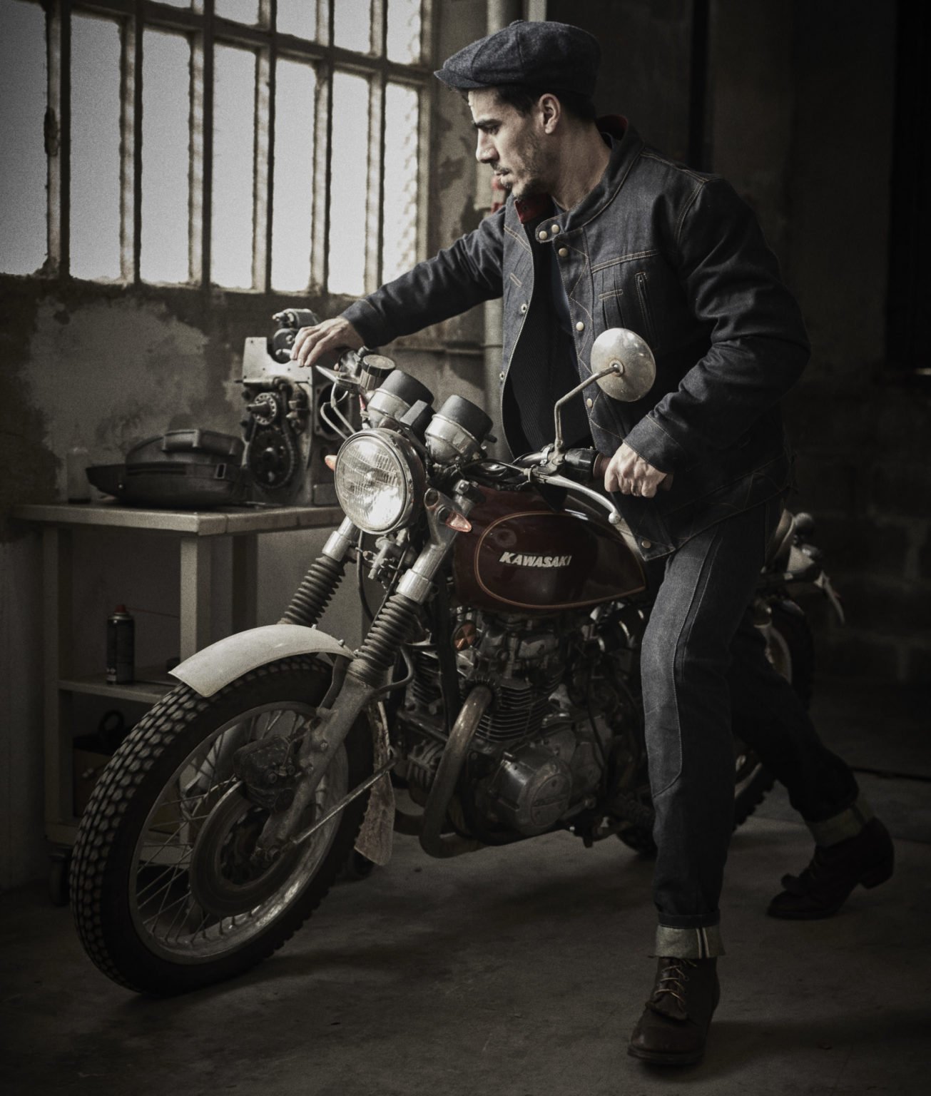 The New Fuel Greasy Jacket - An Armored Aramid + Denim Motorcycle Jacket
