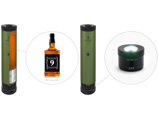 The VSSL Flask - An LED Flashlight With A 9 oz Whisky Flask Built In