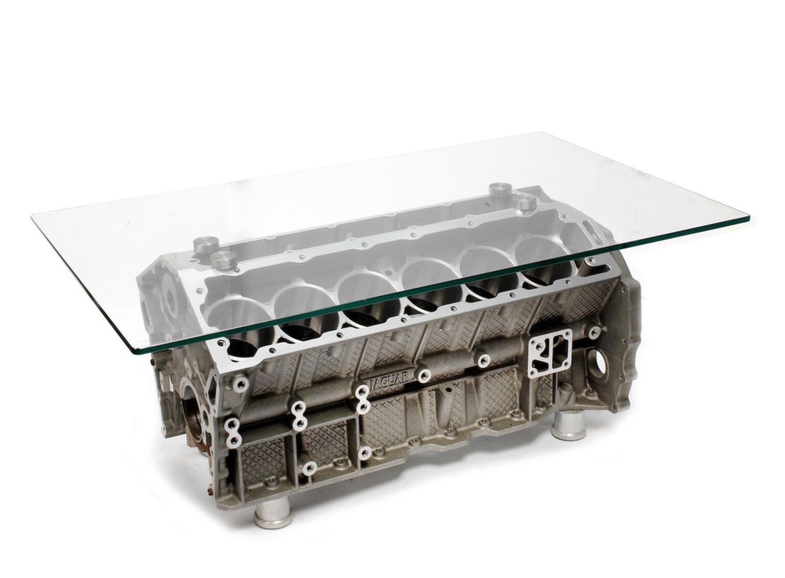 A Jaguar V12 Engine Block Coffee Table