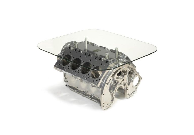 A Rolls-Royce 6.75 Liter V8 Engine Block Coffee Table