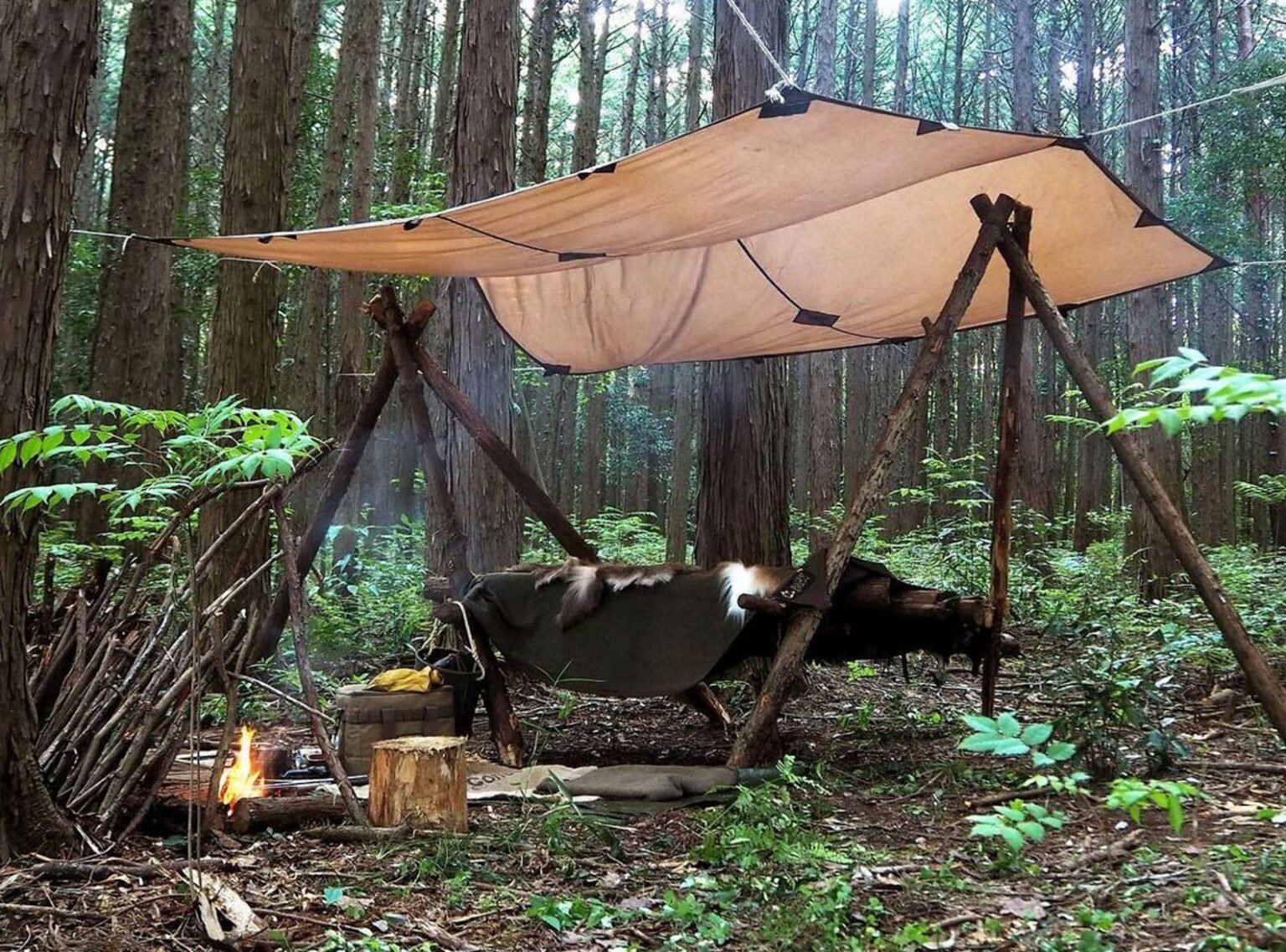 The Nessmuk Bushcraft Oilskin Camping Tarp By Bushcraft Spain