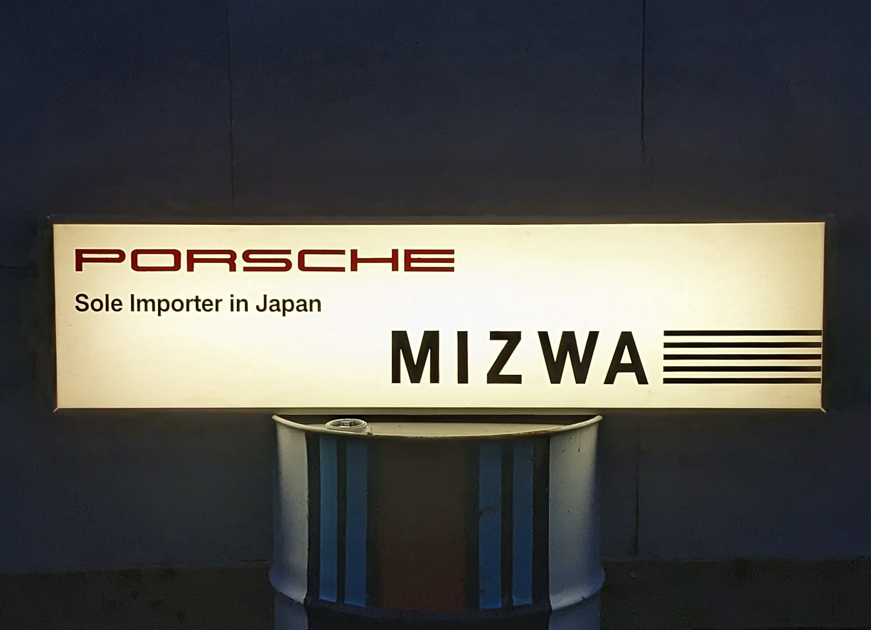 An Original Illuminated Porsche Japan Mizwa Sign