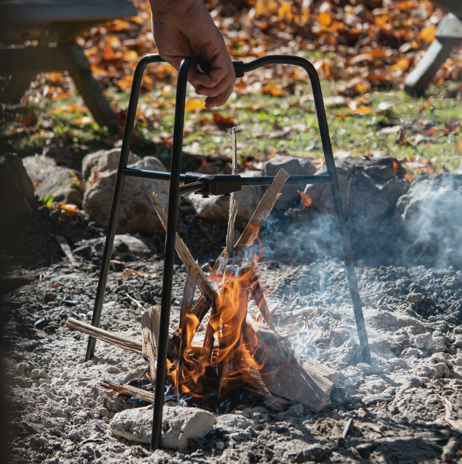 The "Flame Frame" Vertical Bonfire Builder + Cooking Stand