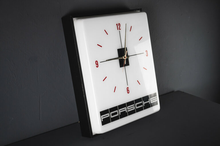 A Retro Original 1970s Vintage Illuminated Porsche Wall Clock