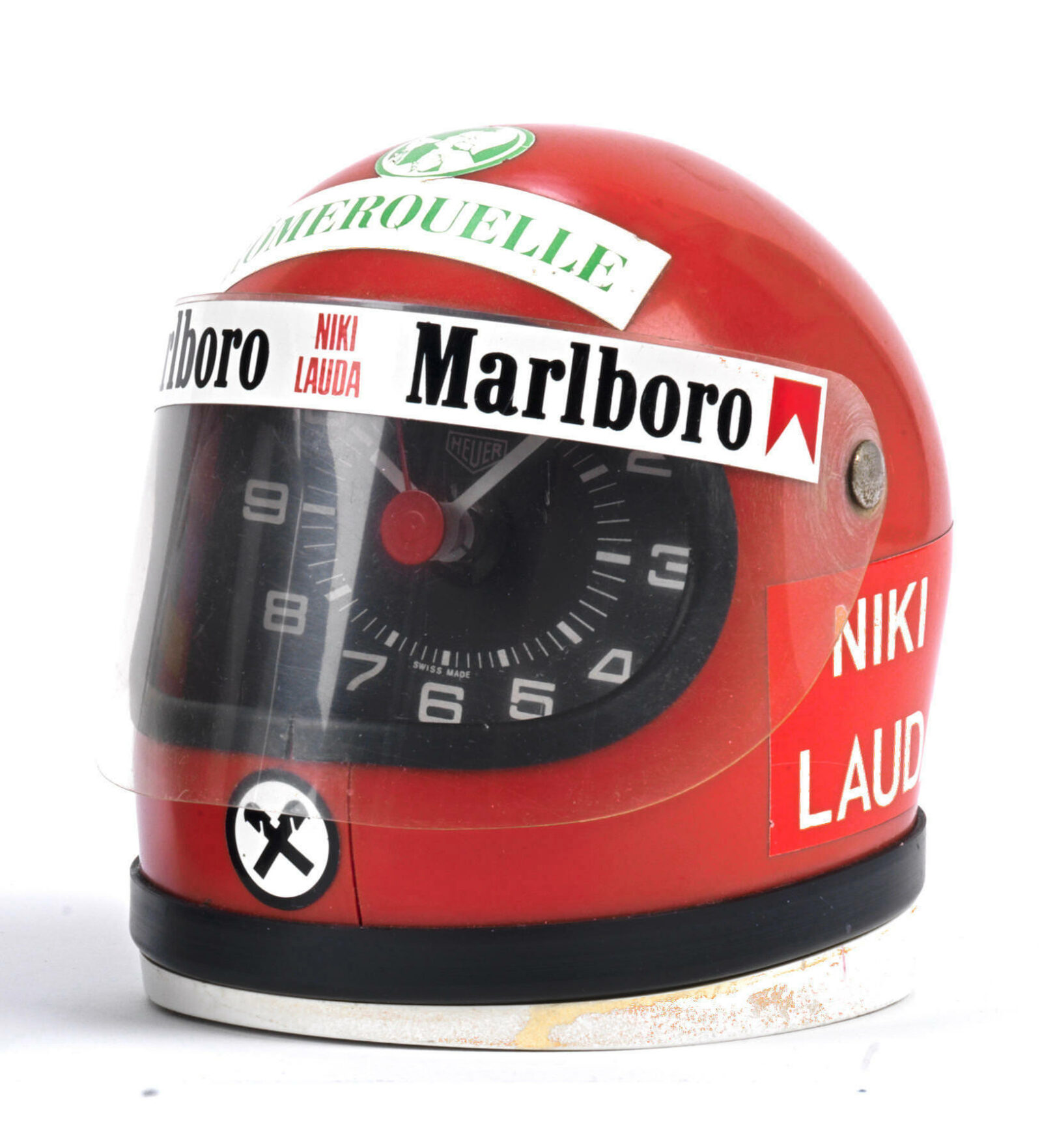 Vintage James Hunt + Niki Lauda Heuer Helmet Alarm Clocks
