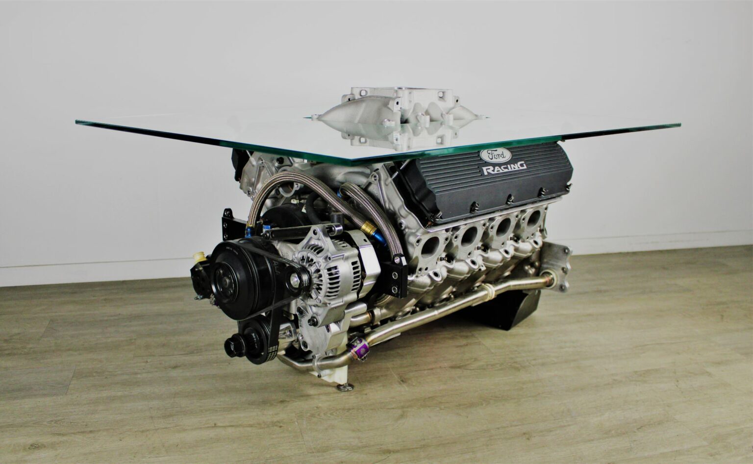 A Roush-Yates Ford FR9 NASCAR V8 Racing Engine Coffee Table