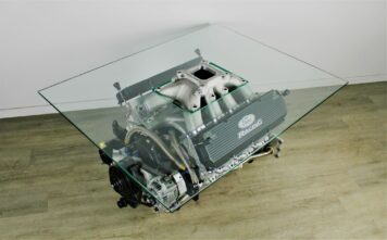 A Roush-Yates Ford FR9 NASCAR V8 Racing Engine Coffee Table