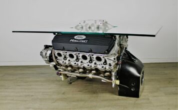 A Roush-Yates Ford FR9 NASCAR V8 Racing Engine Coffee Table