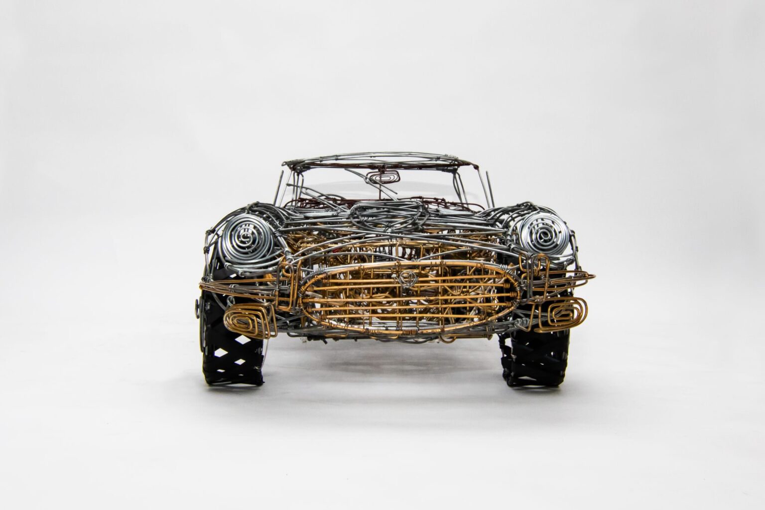 A Jaguar E-Type Series 3-Style Wire Frame Sculpture