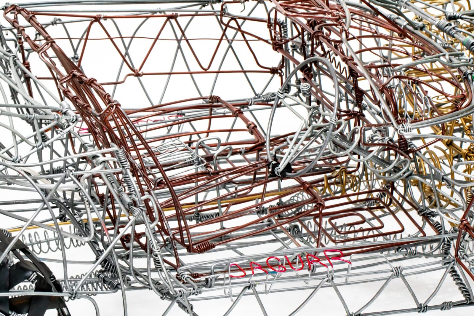 A Jaguar E-Type Series 3-Style Wire Frame Sculpture