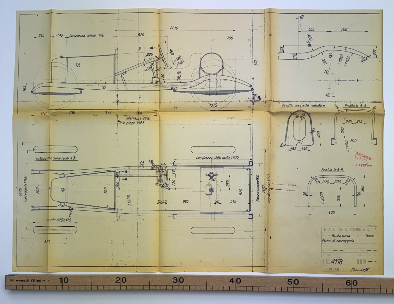 A Fascinating Set Of Vintage Alfa Romeo Factory Blueprints