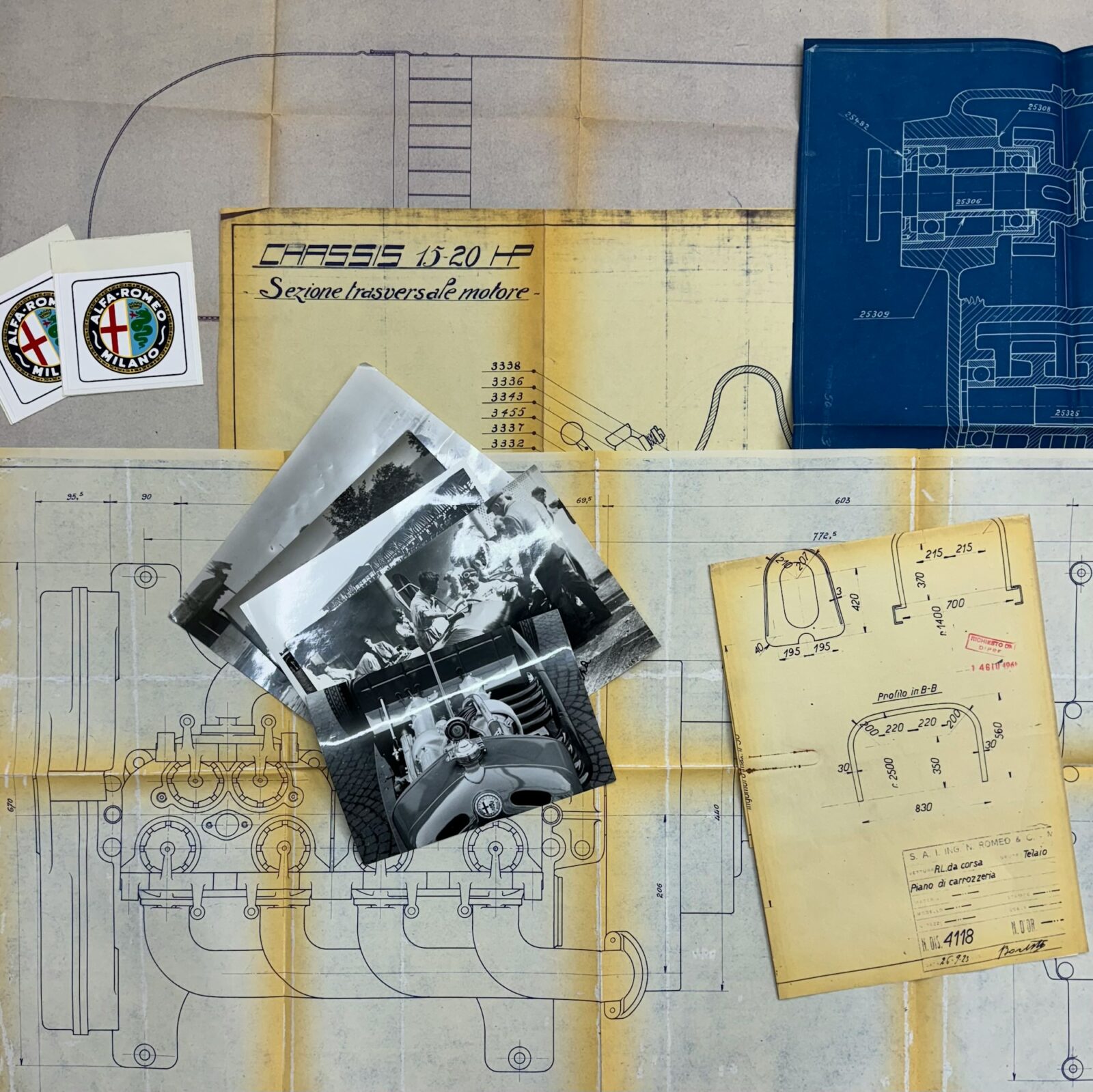 A Fascinating Set Of Vintage Alfa Romeo Factory Blueprints