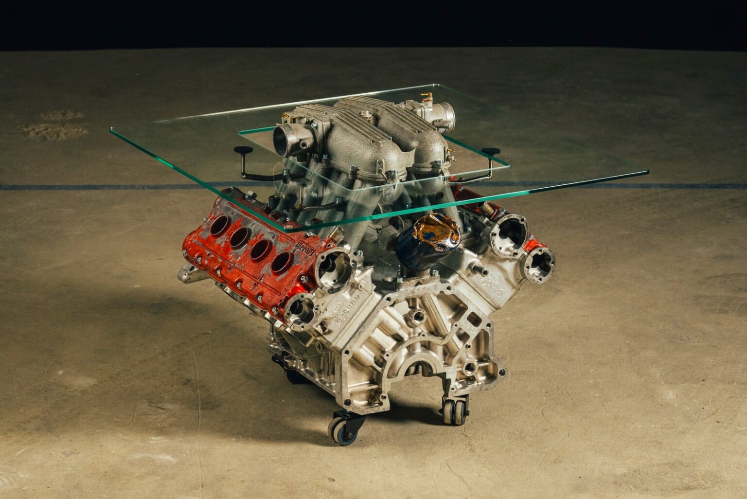 Perfect Patina: A Ferrari F119 V8 Engine Coffee Table