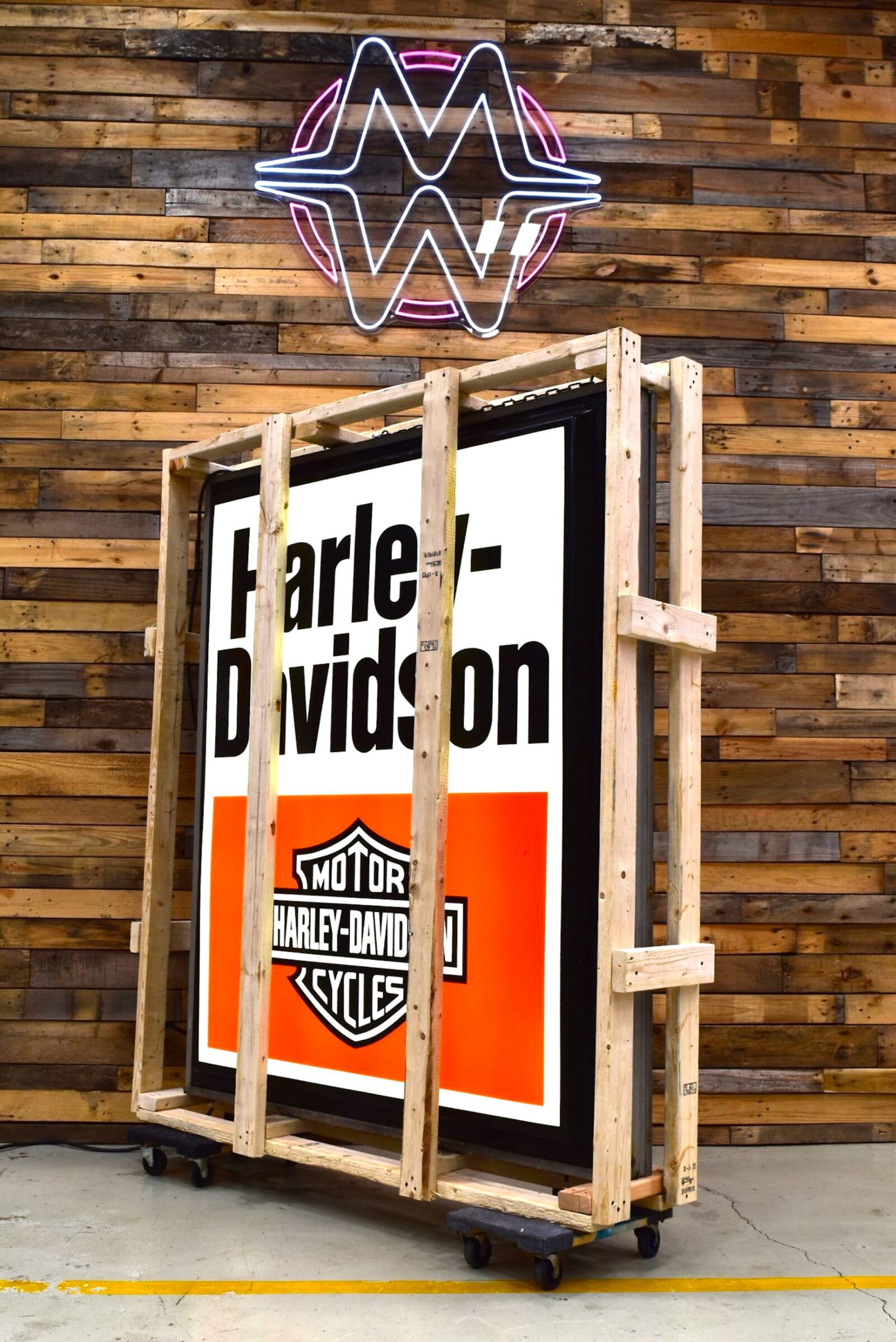An Illuminated Harley-Davidson Dealership Sign From The 1980s