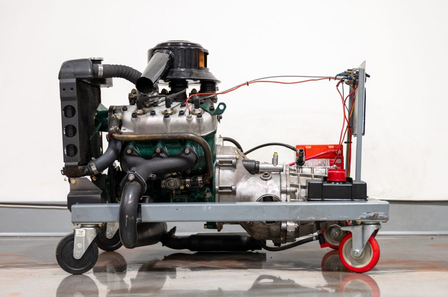 Two-Stroke: A Saab 96 Engine + Gearbox On A Test Stand