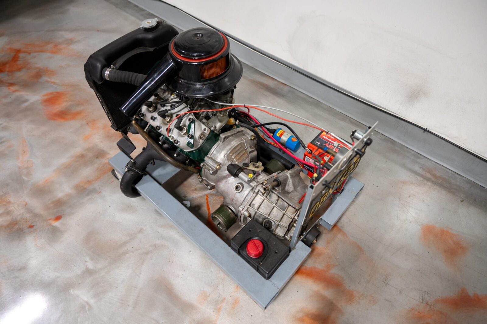 Two-Stroke: A Saab 96 Engine + Gearbox On A Test Stand