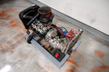 Two-Stroke: A Saab 96 Engine + Gearbox On A Test Stand