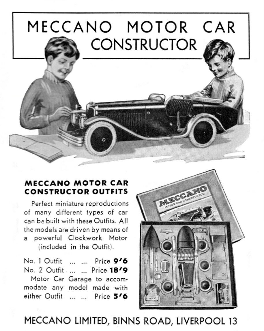 Unassembled 1930s-Era Kit! A Meccano Tin-Plate Clockwork Car
