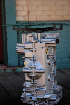 A Porsche 930 Turbo Engine Block Coffee Table