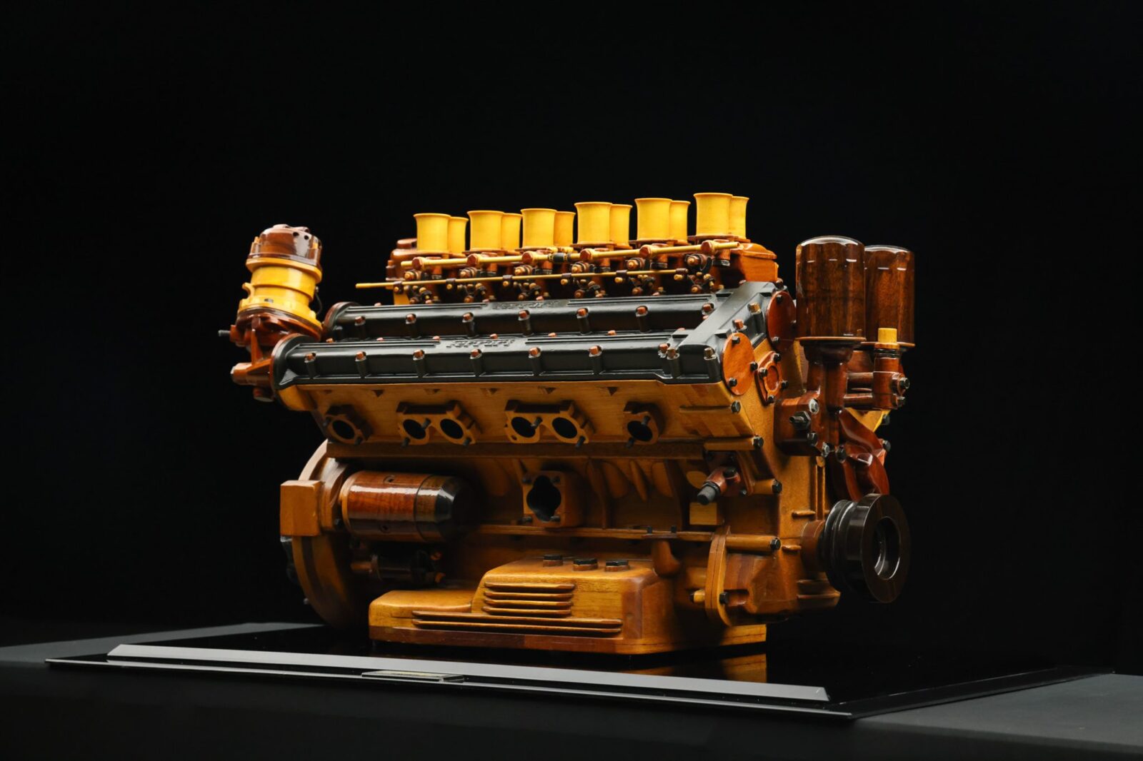 A 1:1 Scale Ferrari "Colombo" V12 Made Entirely From Wood