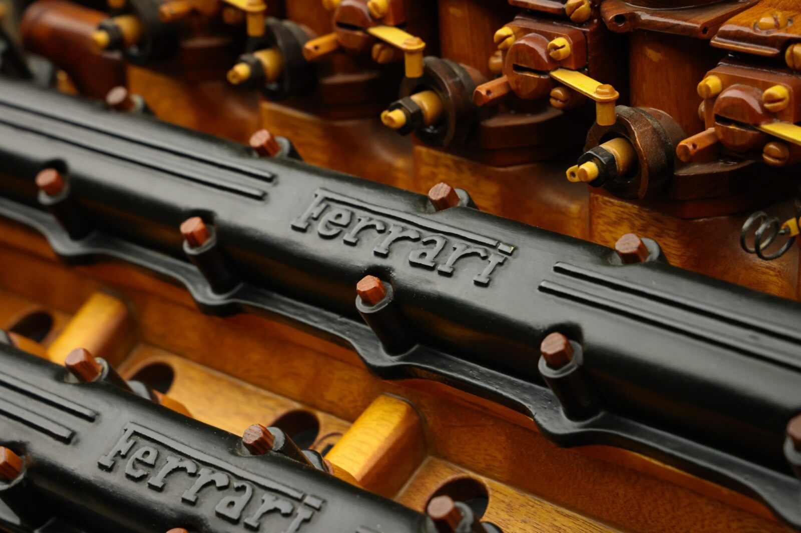 A 1:1 Scale Ferrari "Colombo" V12 Made Entirely From Wood