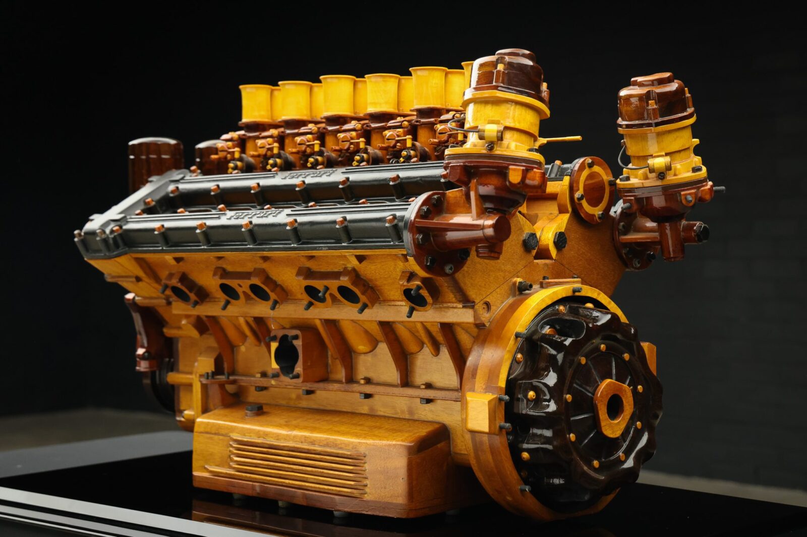A 1:1 Scale Ferrari "Colombo" V12 Made Entirely From Wood