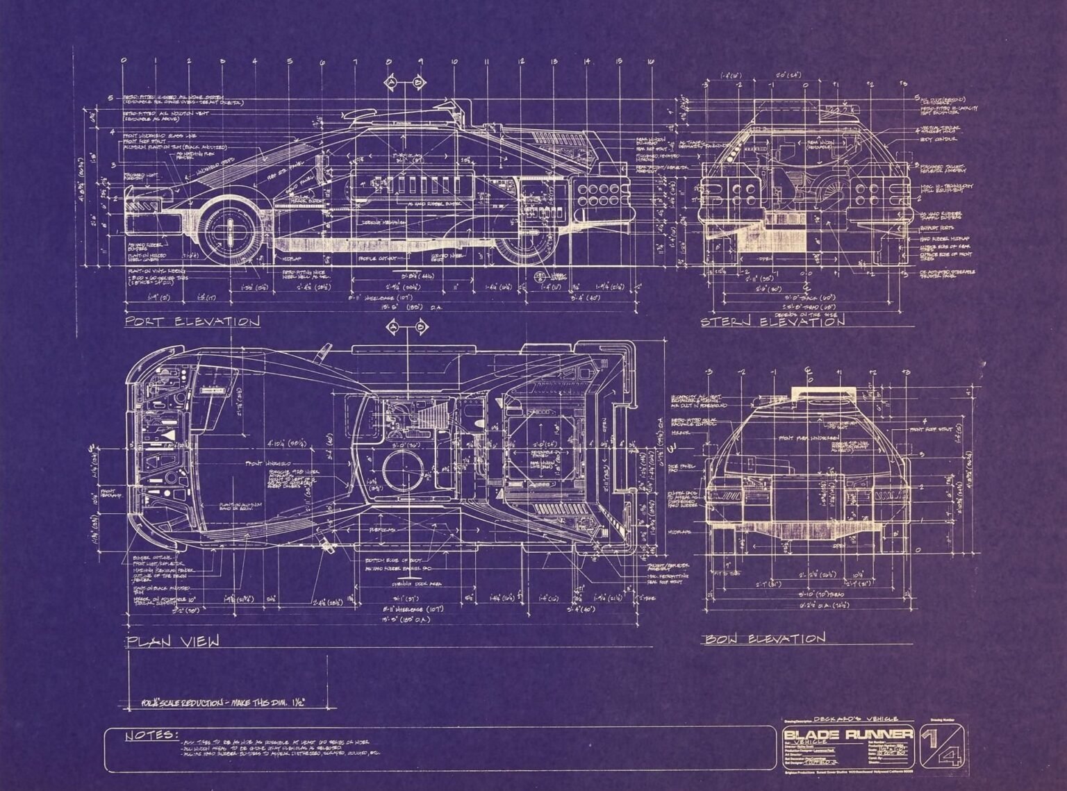 A Set Of Blade Runner Blueprint Reproductions – $300+ USD