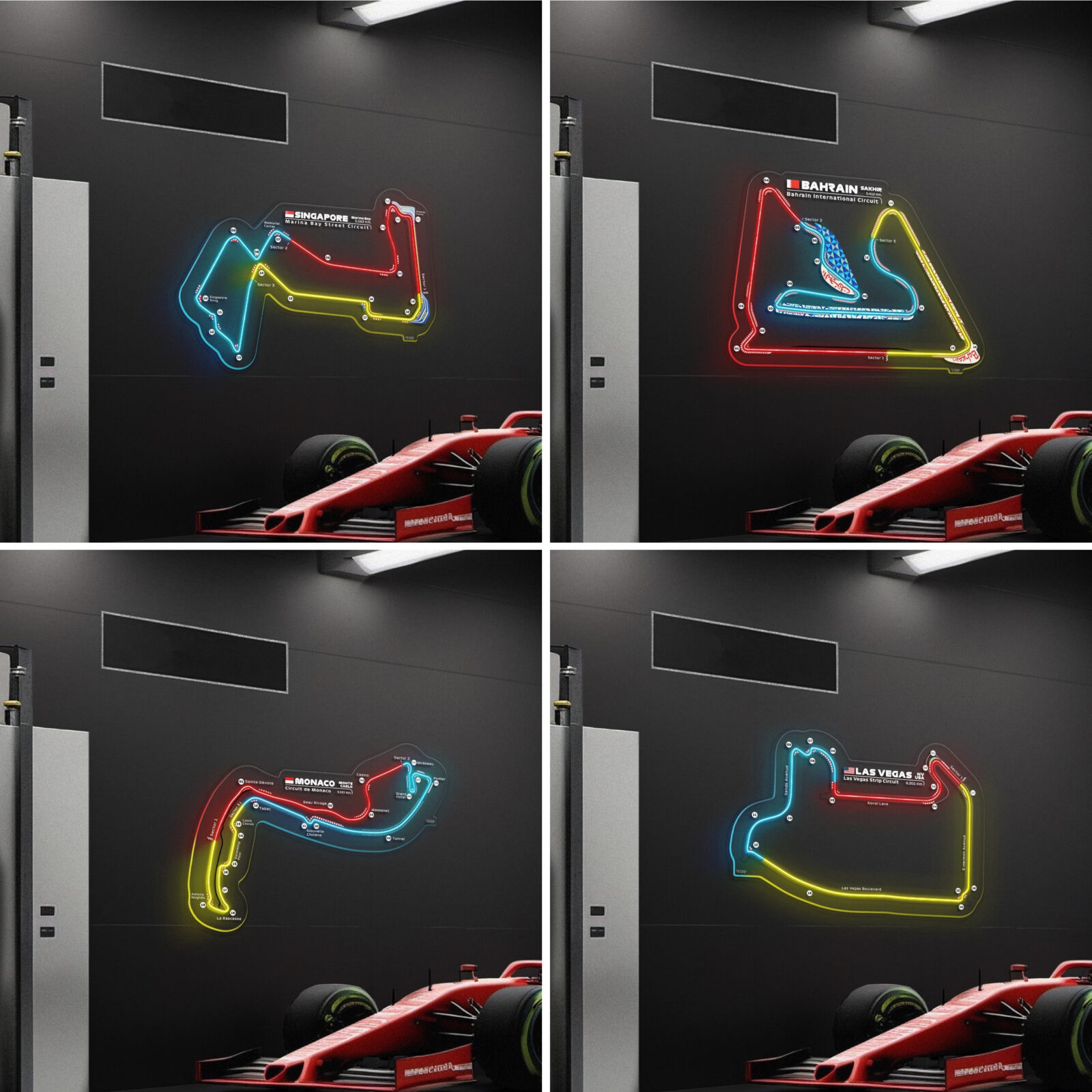 For Sale: Neon Race Track Silhouettes By Petrol Vibes
