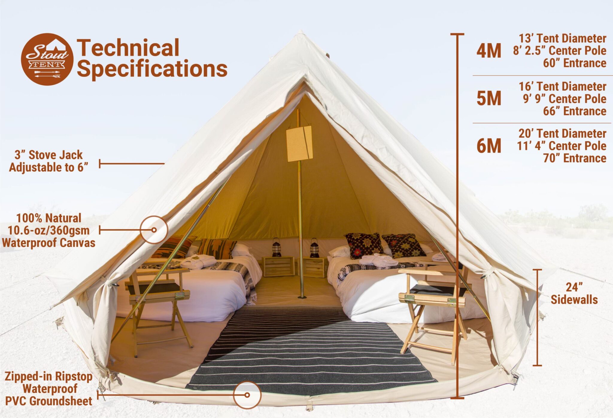 The Stout Bell Tent: Made From American 10 Oz Canvas