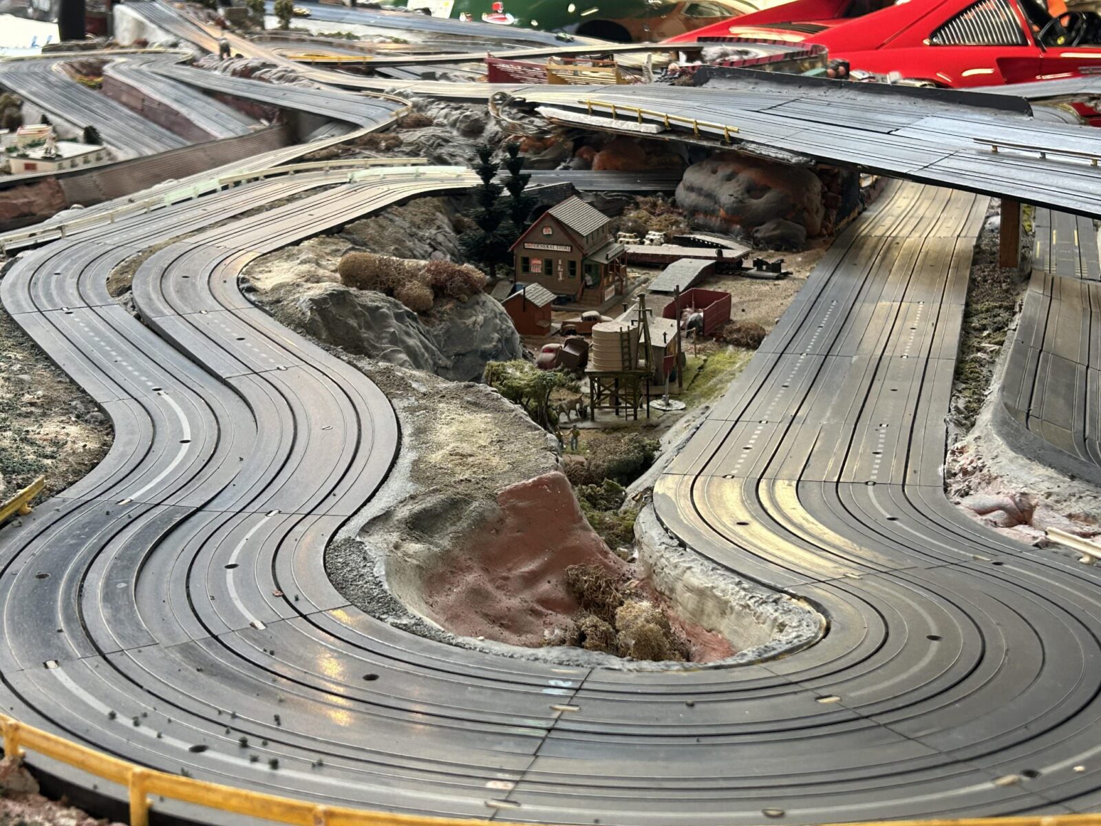 A 16 Foot Wide Slot Car Raceway (And Model Railroad Track)
