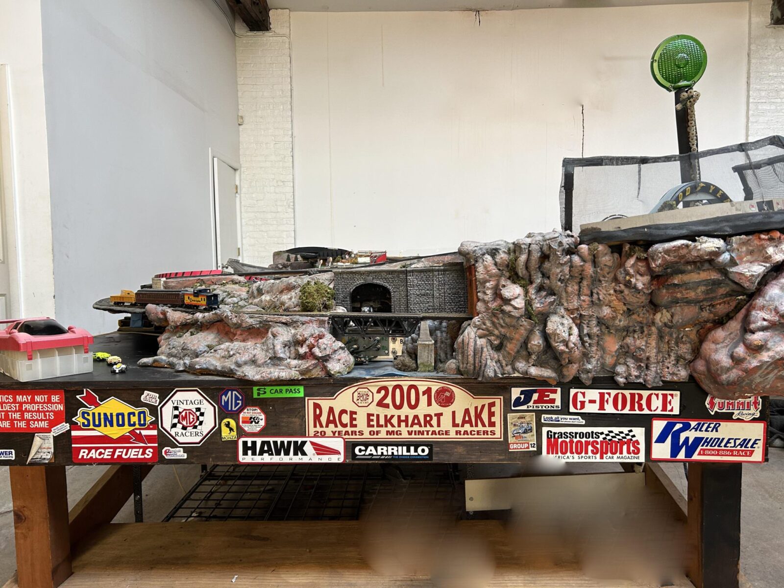 A 16 Foot Wide Slot Car Raceway (And Model Railroad Track)