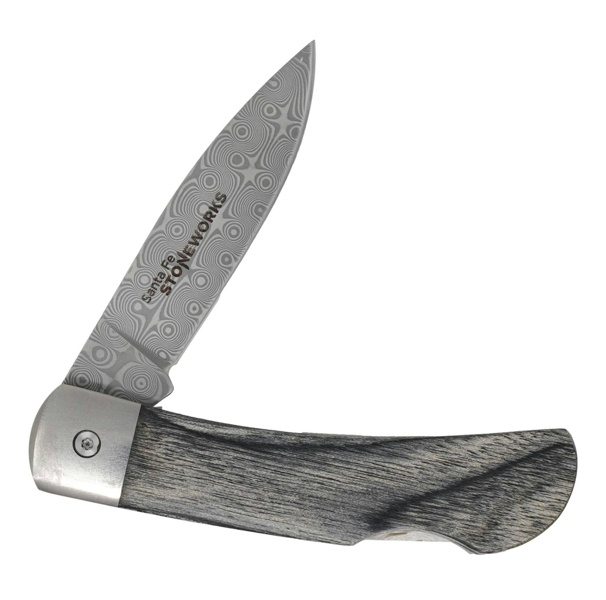 Dinosaur Bone + Amber Damascus Knife From Santa Fe Stoneworks