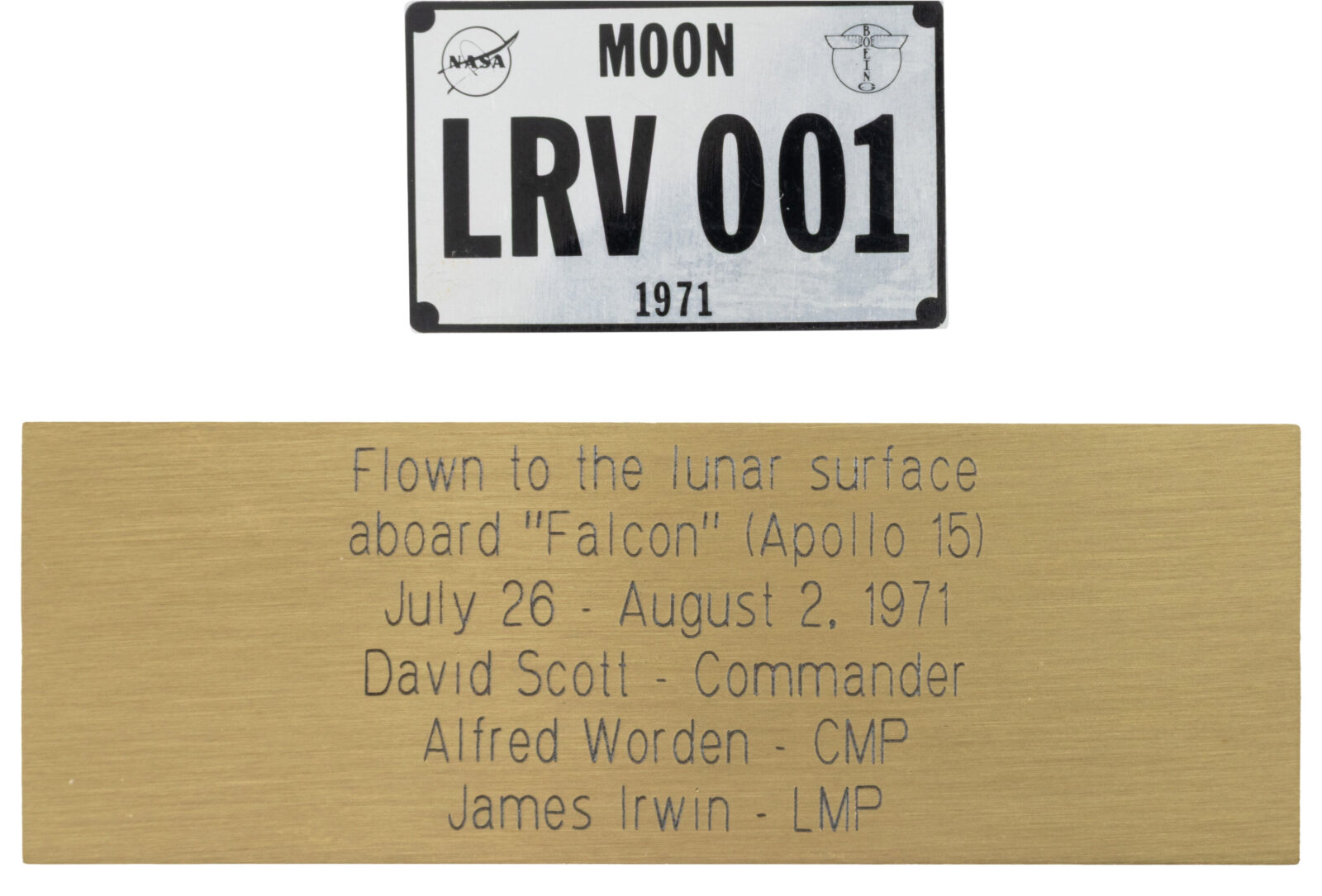 An "LRV001" Lunar Rover License Plate That Went To The Moon