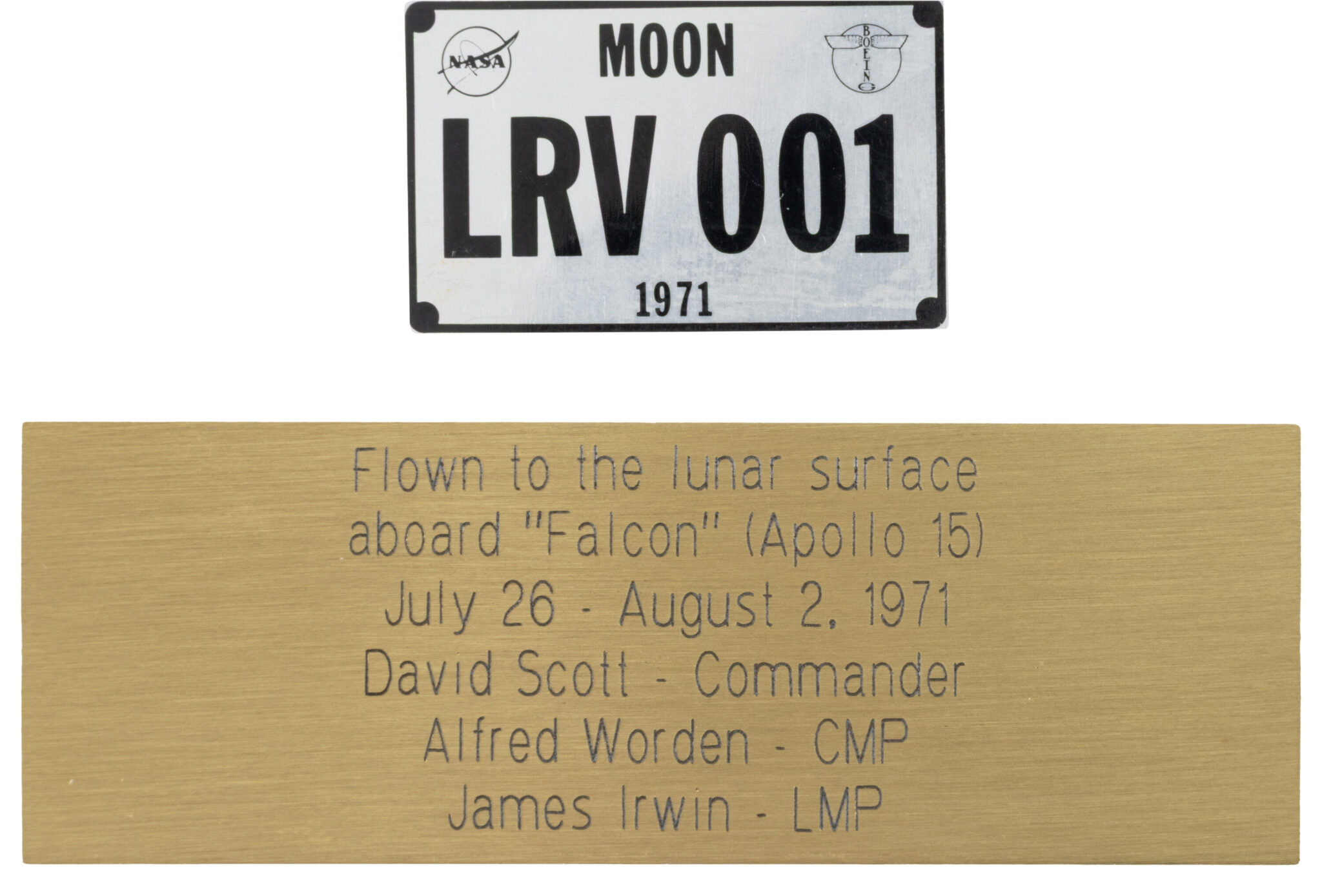 An "LRV001" Lunar Rover License Plate That Went To The Moon