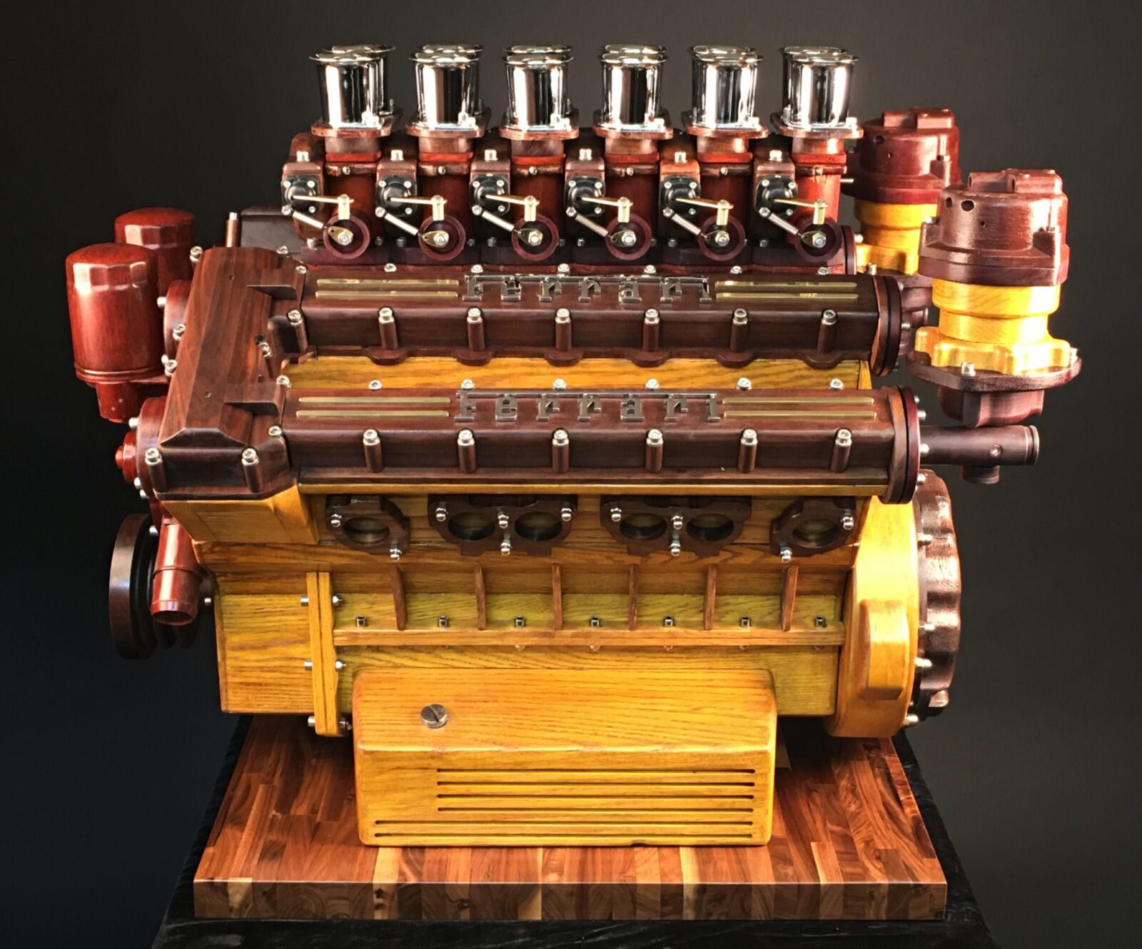 An Incredible 1:1 Scale Ferrari Colombo V12 Engine - Made Entirely Of Wood